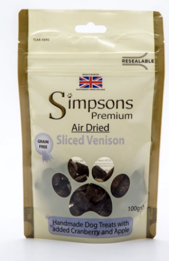 Simpsons snack air dried treats CERVO con mirtilli e mela 100 grammi